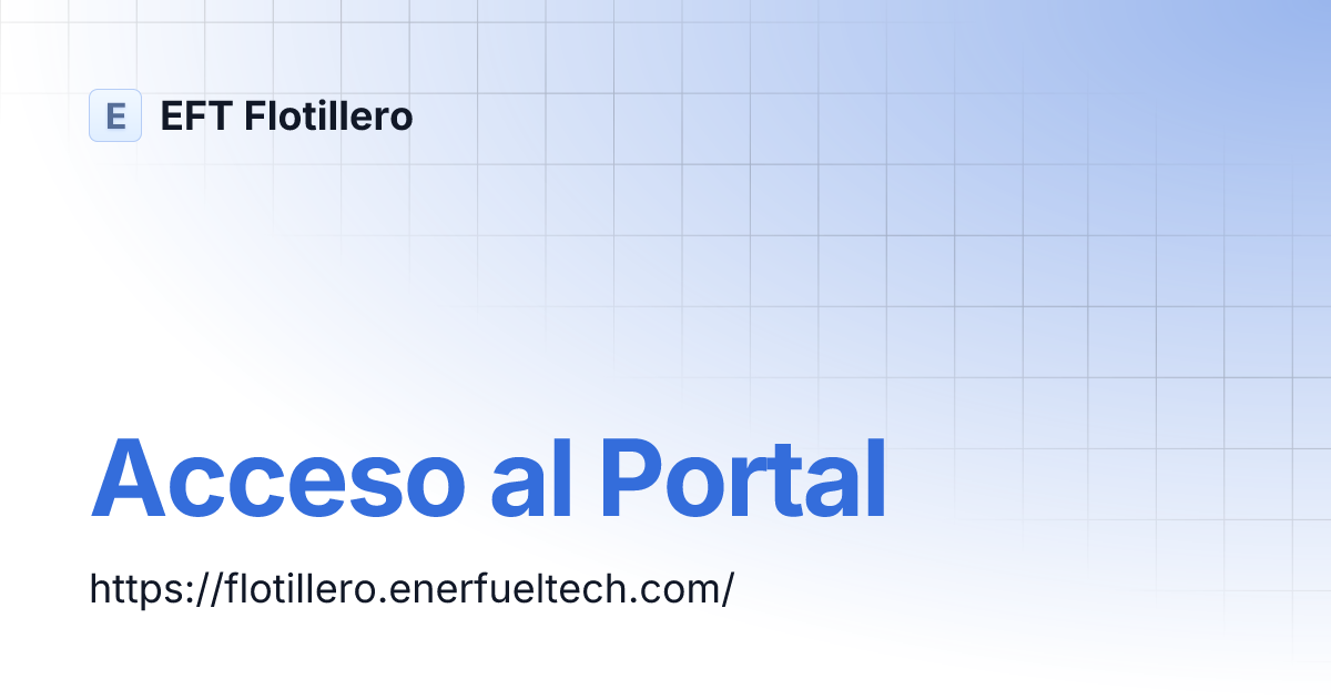 Acceso al Portal | EFT Flotillero
